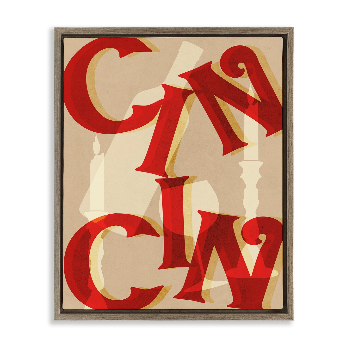 Stupell Industries Cin Cin Wine & Candles Floating Frame Design by Lil ...