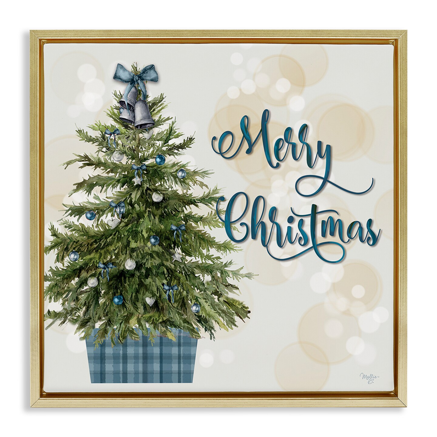 Stupell Industries Christmas Tree in Plaid Stand Floating Frame Design ...