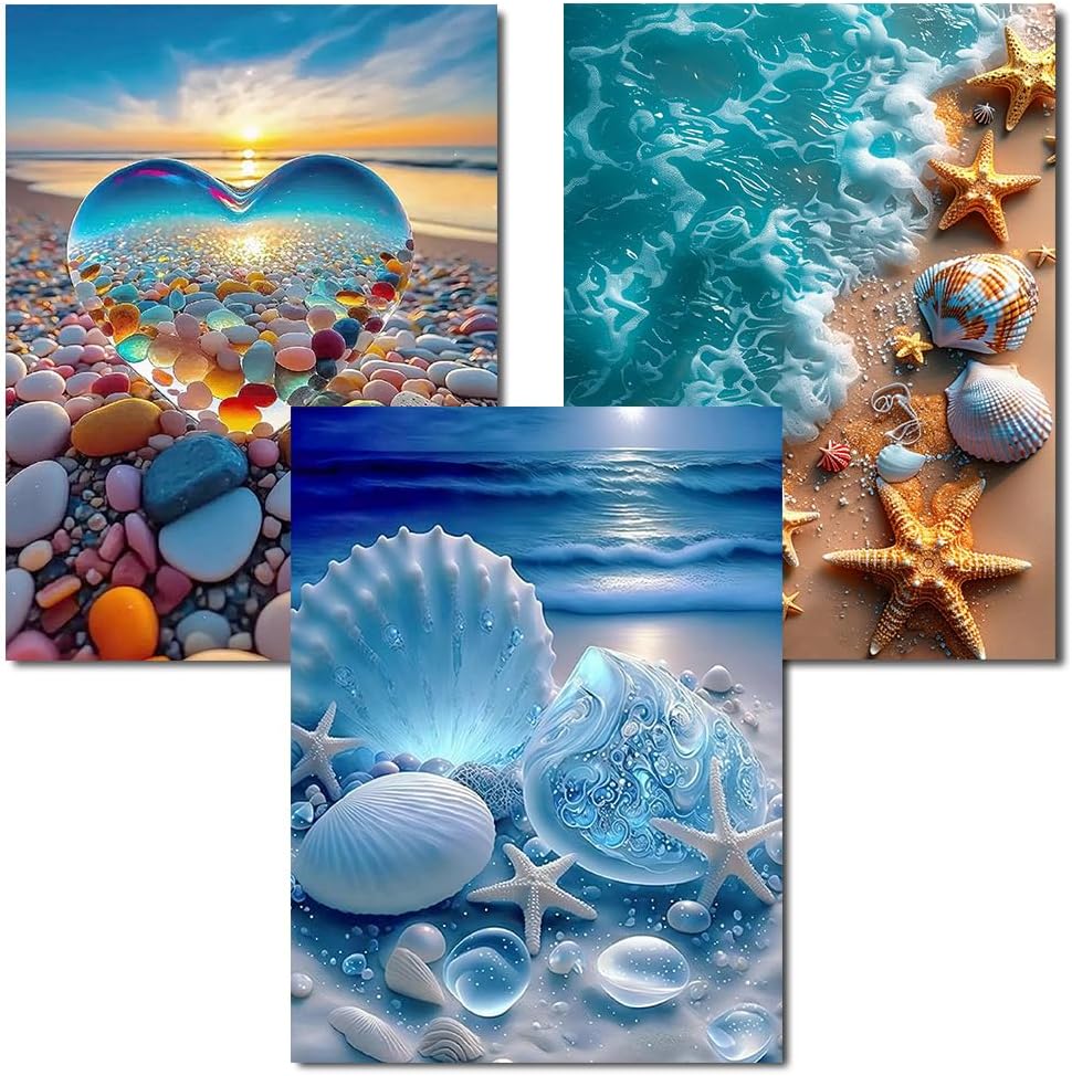 Diamond Art Kits for Adults - 3 Pack Beach Diamond Painting Kits for ...