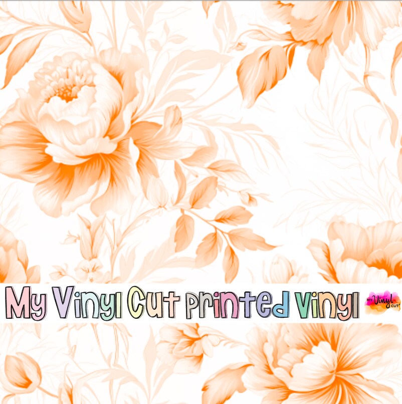 12 x 12 inch Sheet of Printed Vinyl or HTV in the Orange Toile H ...