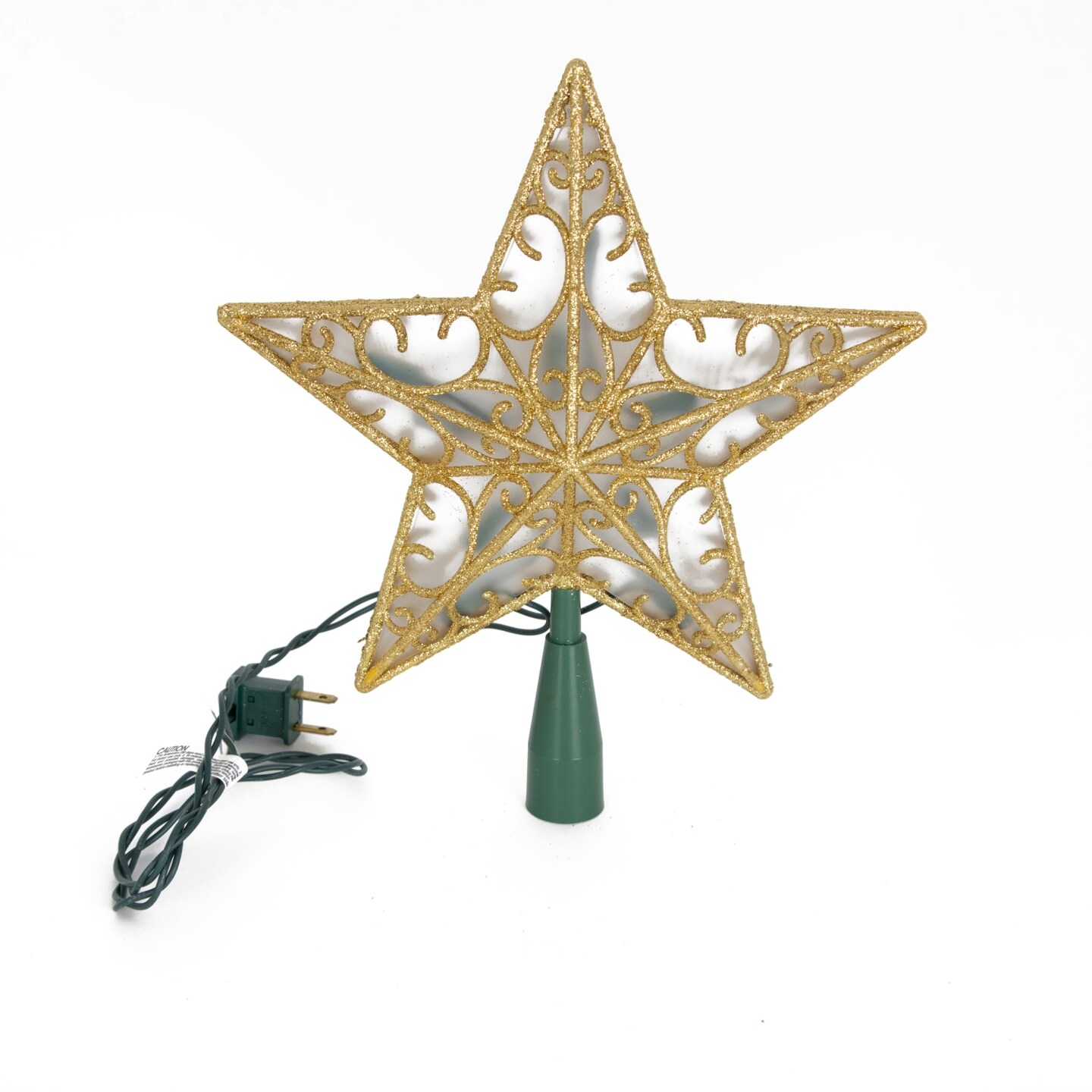 Gerson Star Christmas Tree Topper, 3D Lighted Gold Glittering Elegant ...