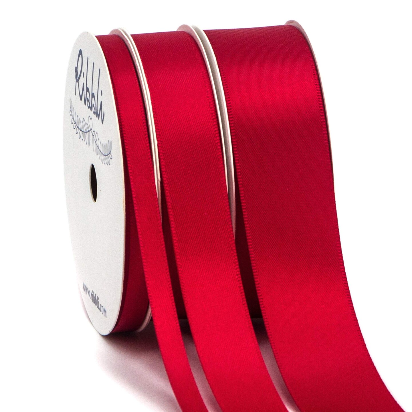 Ribbli 3 Rolls Double Faced Satin Red Craft Ribbon,Total 30 Yards,(1/4 ...