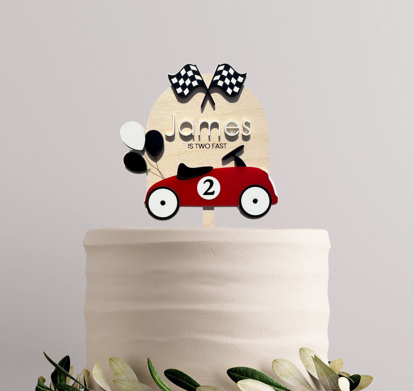 Personalized Two Fast Car Racing Theme Cake Topper for 2nd Birthday ...