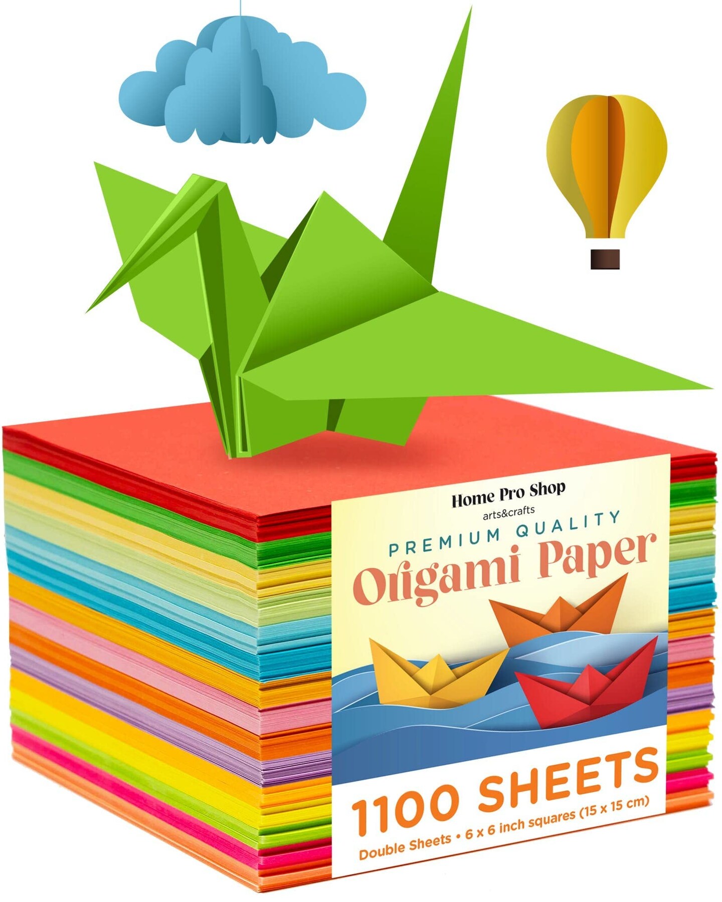 Origami Paper - 1100 Sheets - Double Sided 6x6 inches Origami Squares ...