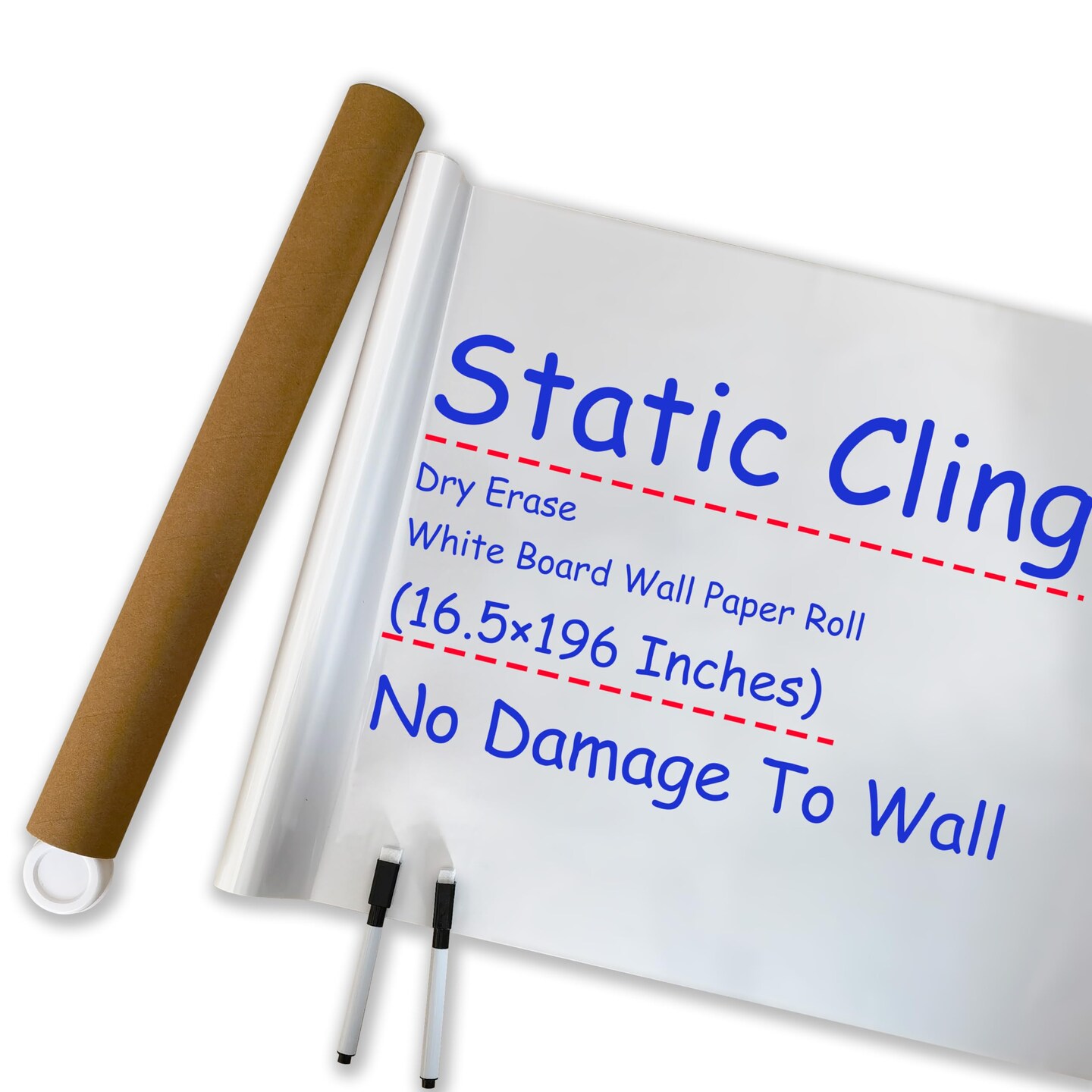 Static Whiteboard Wallpaper Roll, Portable Restickable Removable Dry ...