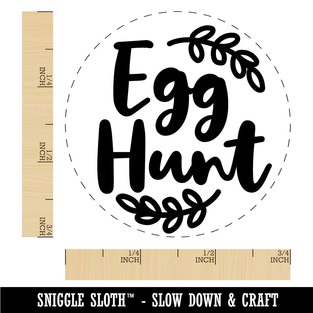 Egg Hunt Easter Sunday Cursive Text with Wreath Rubber Stamp for ...