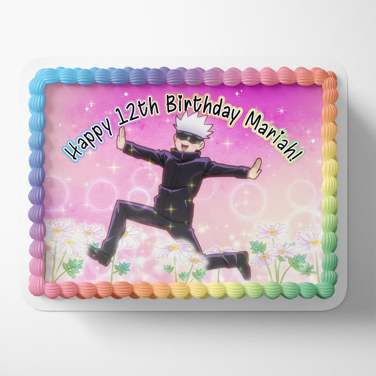 Jujutsu Kaisen Satoru Gojo Flower Scene Meme Edible Cake Image Topper ...