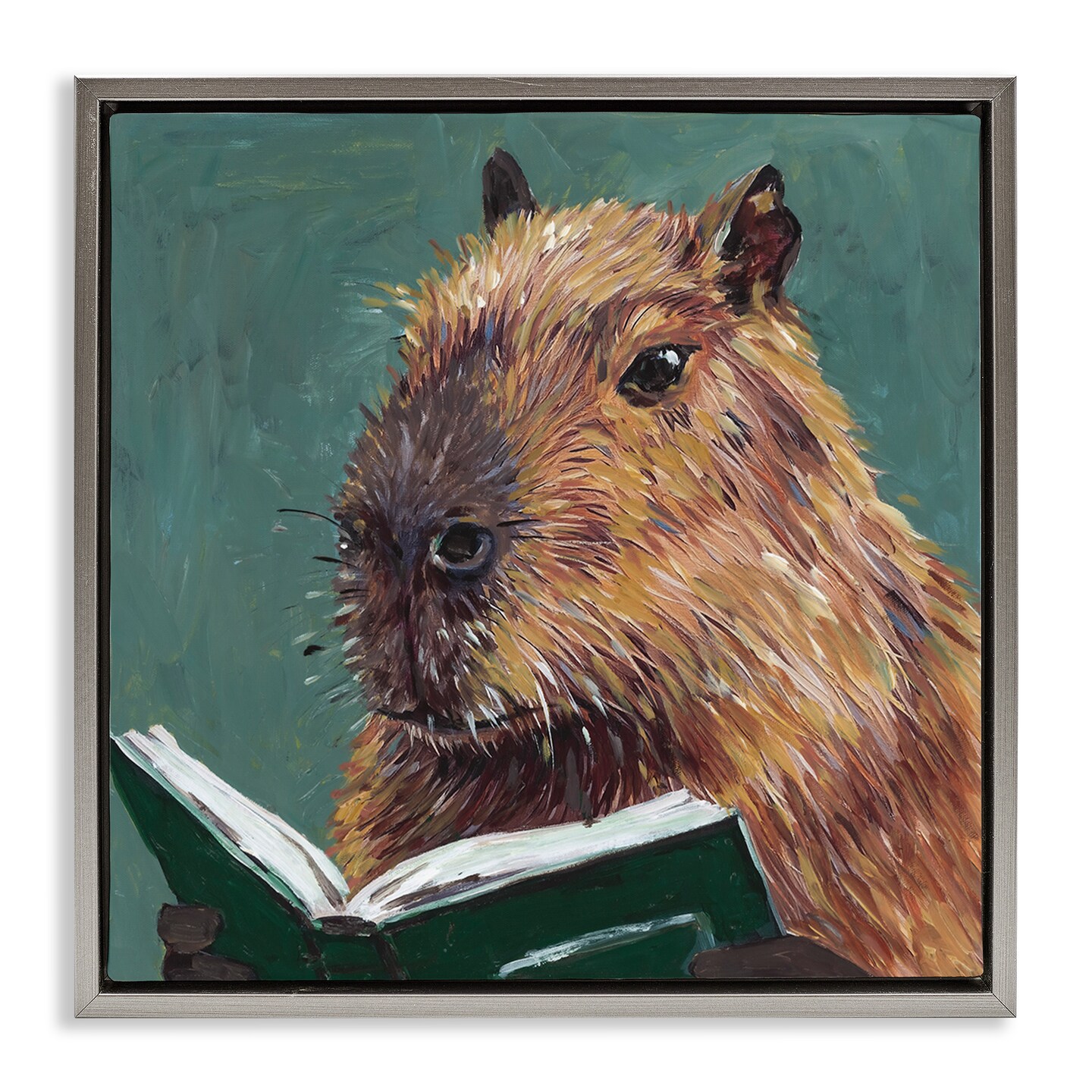 Stupell Industries Studious Capybara Reading Floating Frame, design by ...