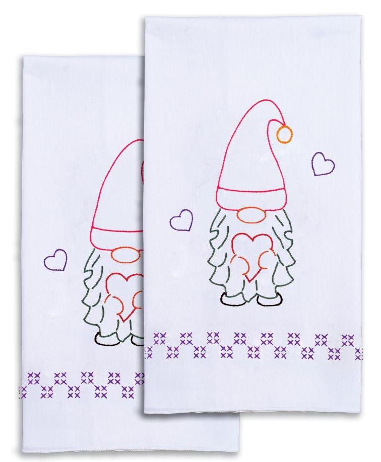 DIY Jack Dempsey Valentine Gnome Heart Stamped Embroidery Hand Towel ...