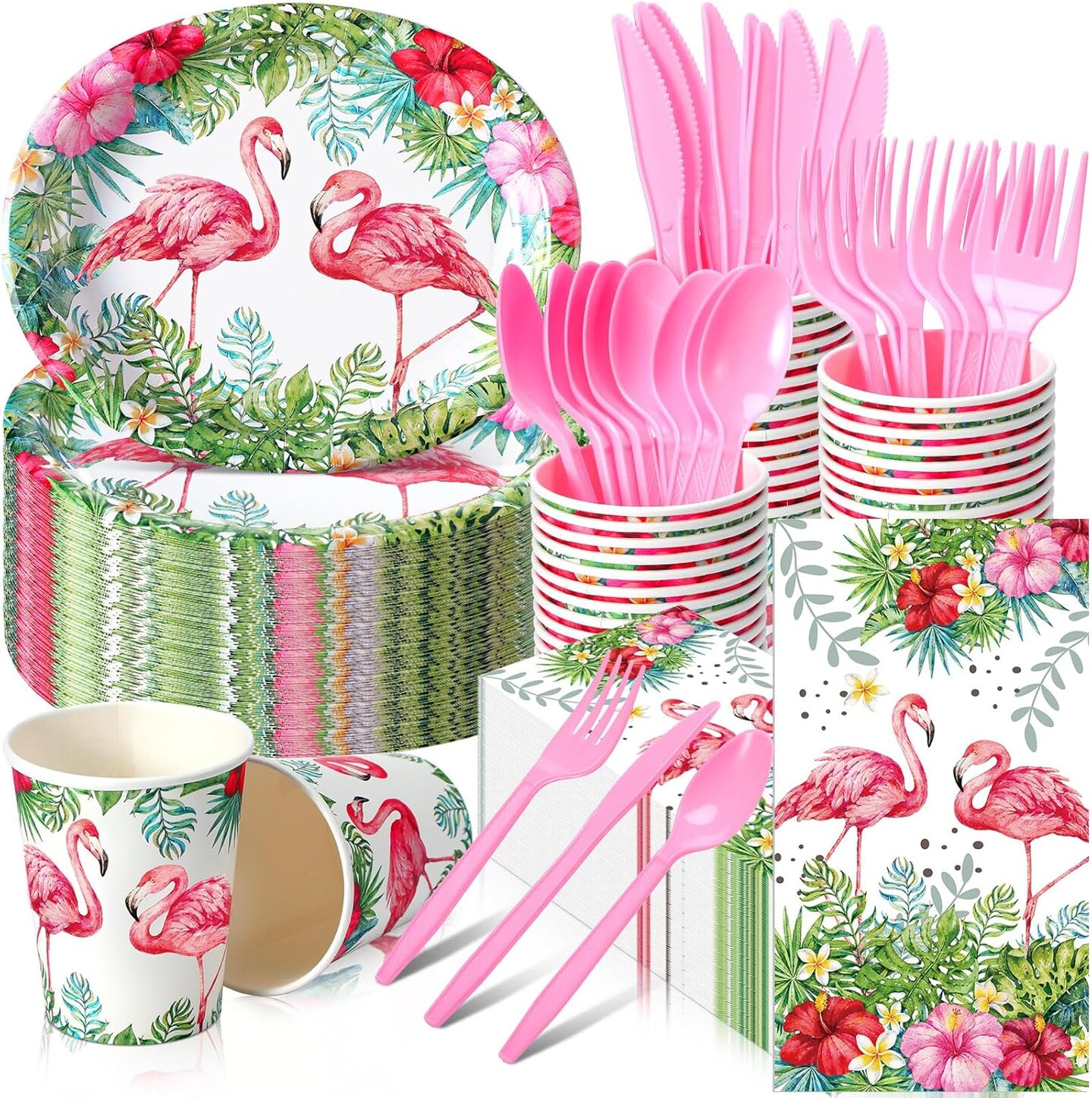 350 Pcs Flamingo Oval Plates Flamingo Plates and Napkins Flamingo Party ...