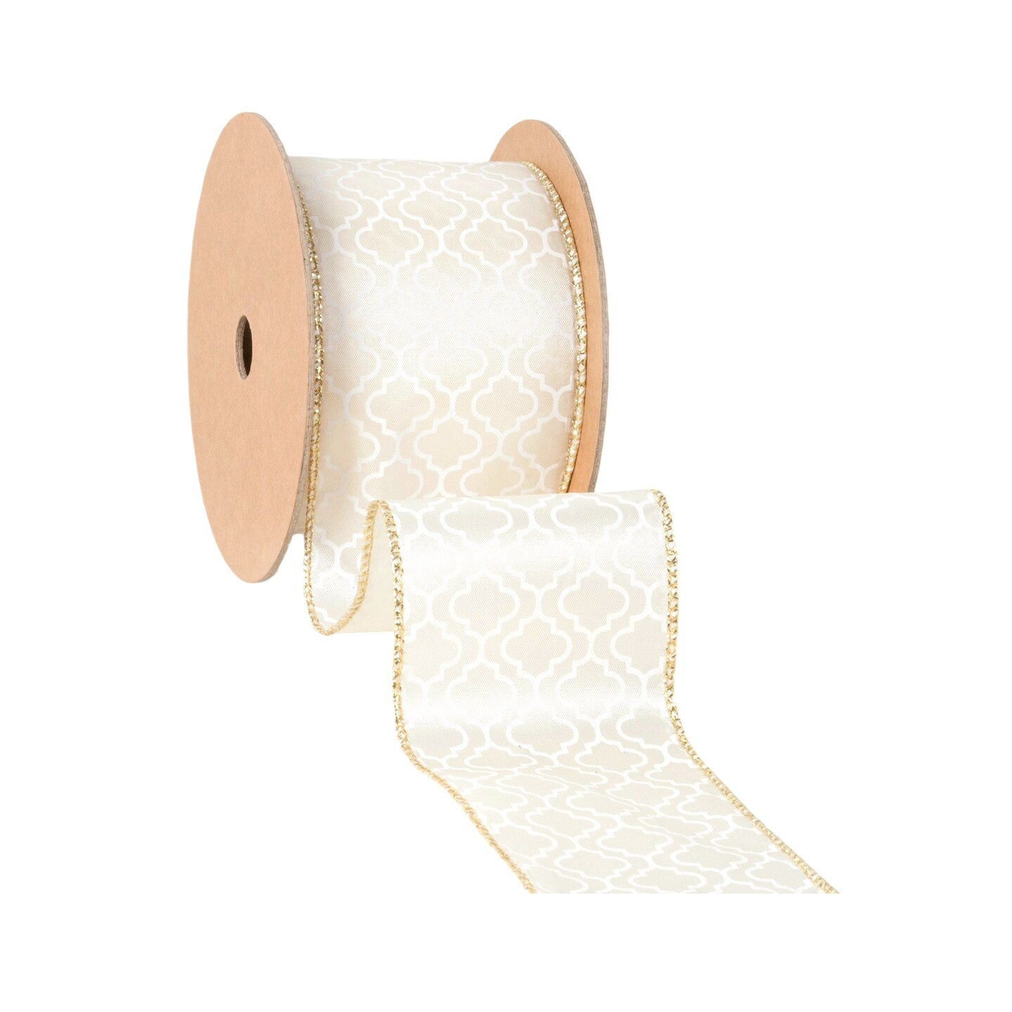 LaRibbons 2 1/2" Wired Ribbon | Geometry on Ivory | 10 Yard Roll | Michaels