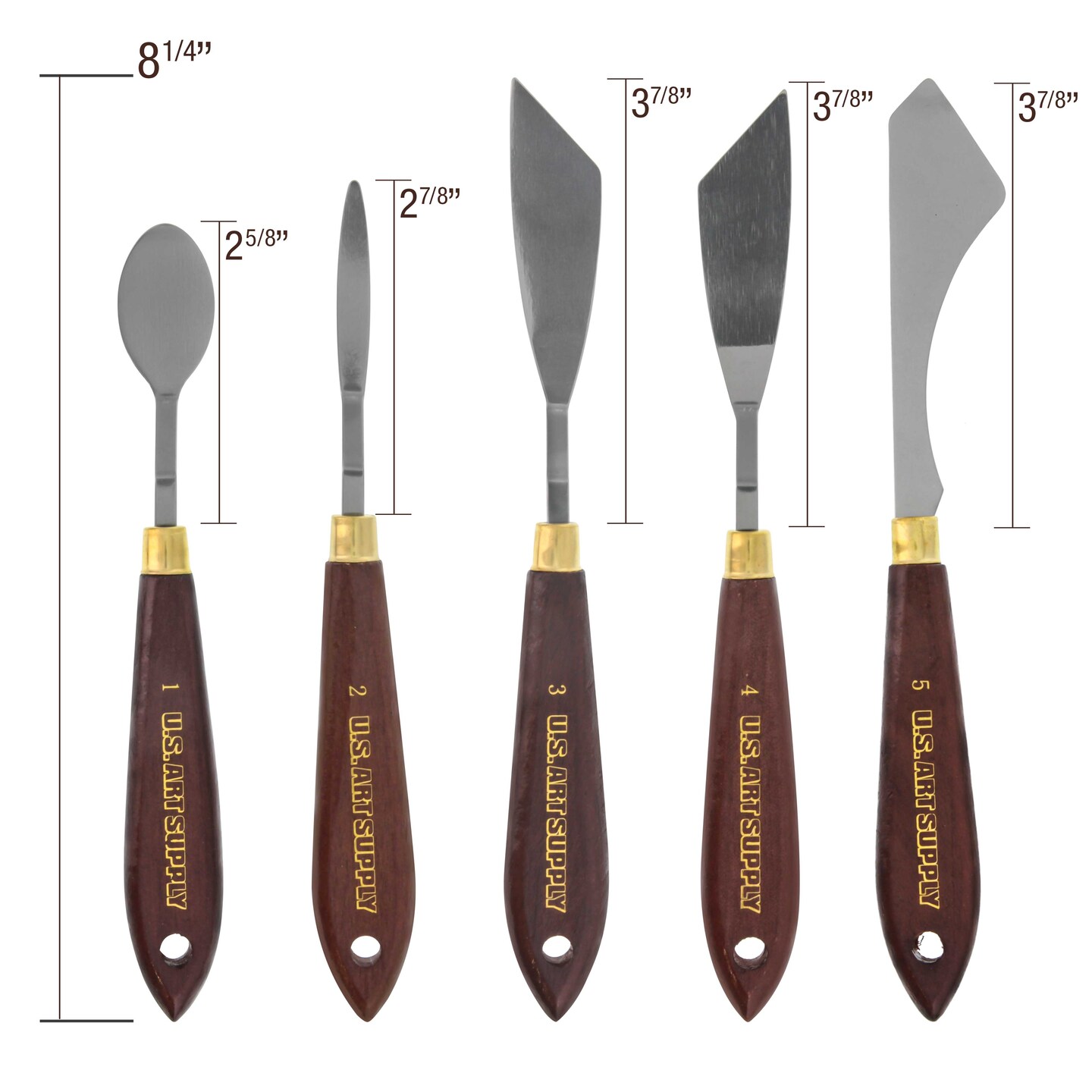 5-Piece Artist Stainless Steel Palette Knife Set - Wood Hande Flexible ...