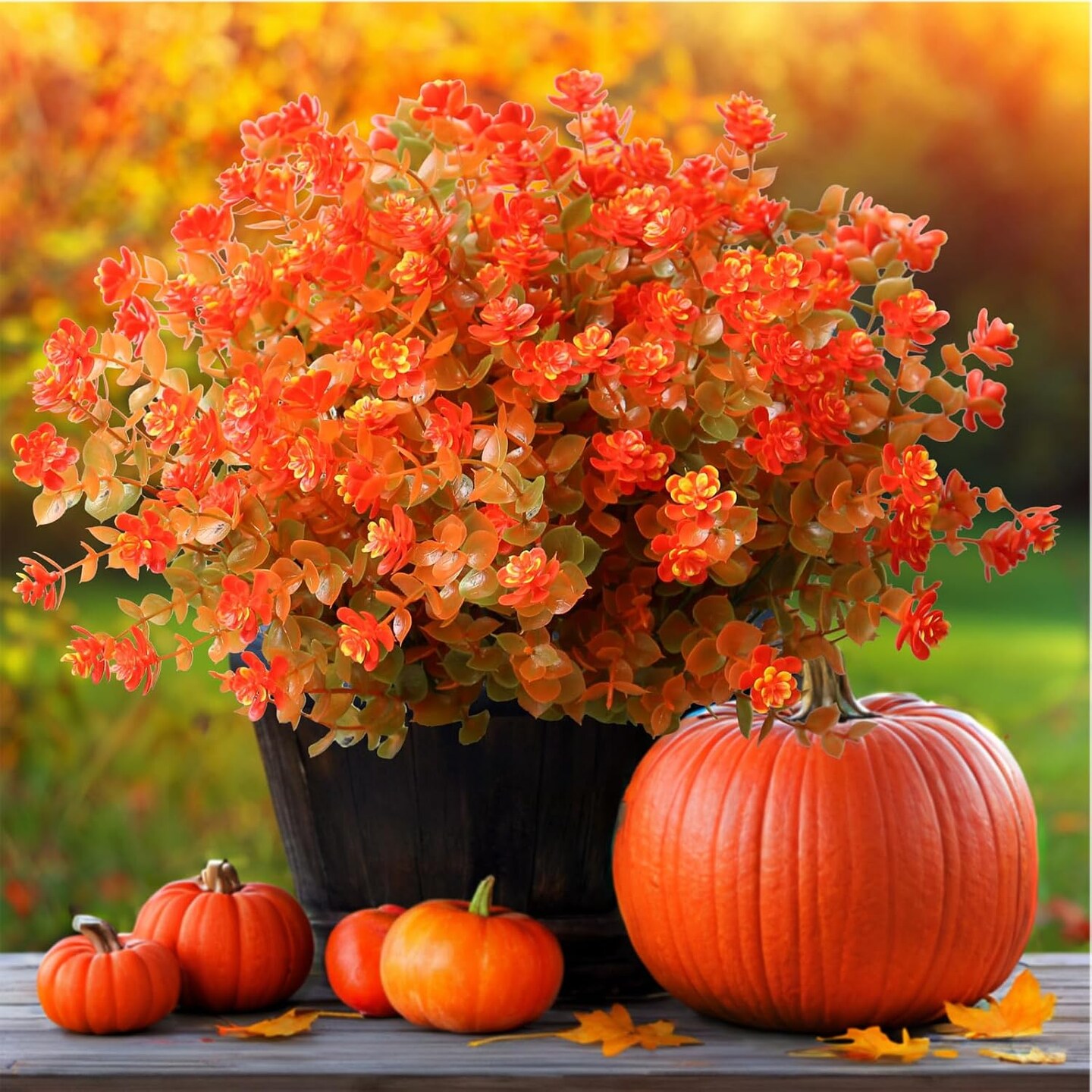 8 Bundles Artificial Fall Flowers Mums - Orange | Michaels