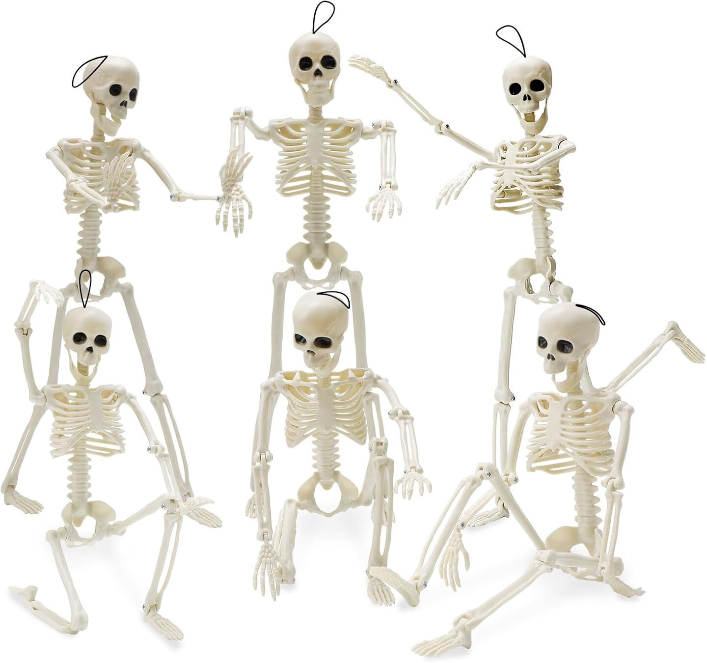 6Pcs Halloween Skeleton Decorations, 16 Inches Full Body Mini Posable ...