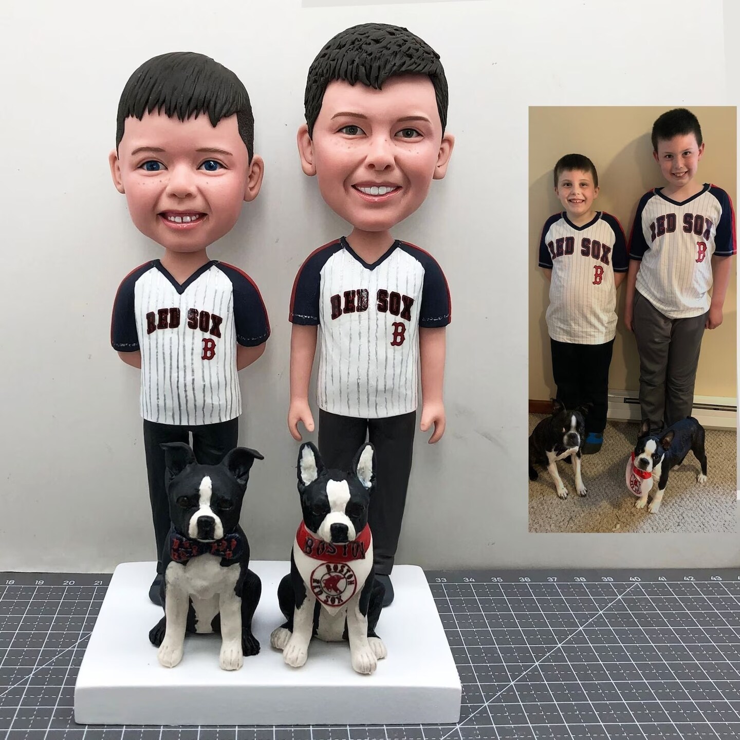 Custom 2 Boys Bobbleheads, Custom Brothers Bobbleheads With 2 Dogs ...