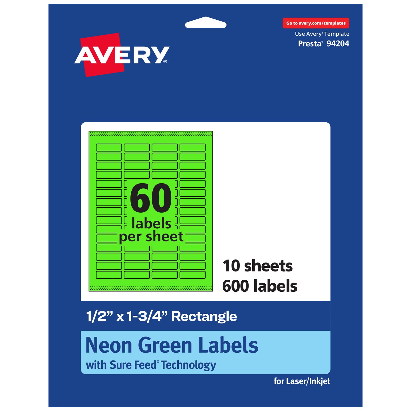 Avery Neon Green Paper Labels, 0.5" x 1.75" Rectangle | Michaels