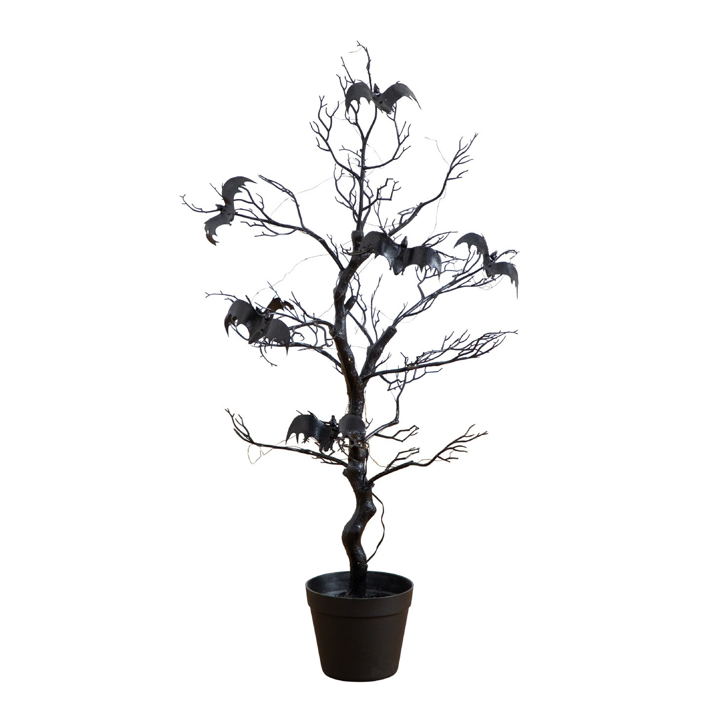 Nearly Natural Pre-Lit Bats Artificial Halloween Twig Tree with Bats ...