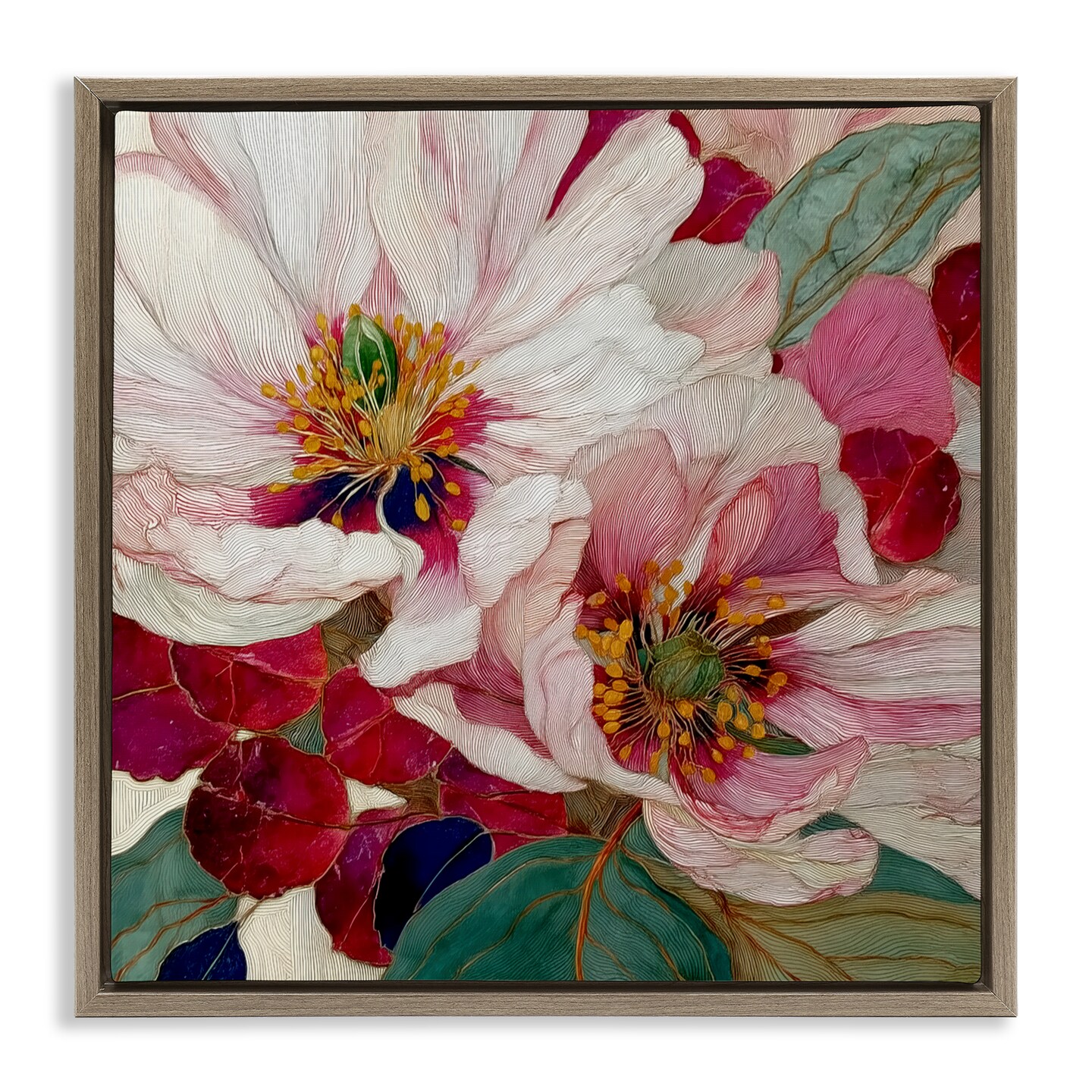 Stupell Industries Cimarron Flowers Ornate Details Floating Frame ...
