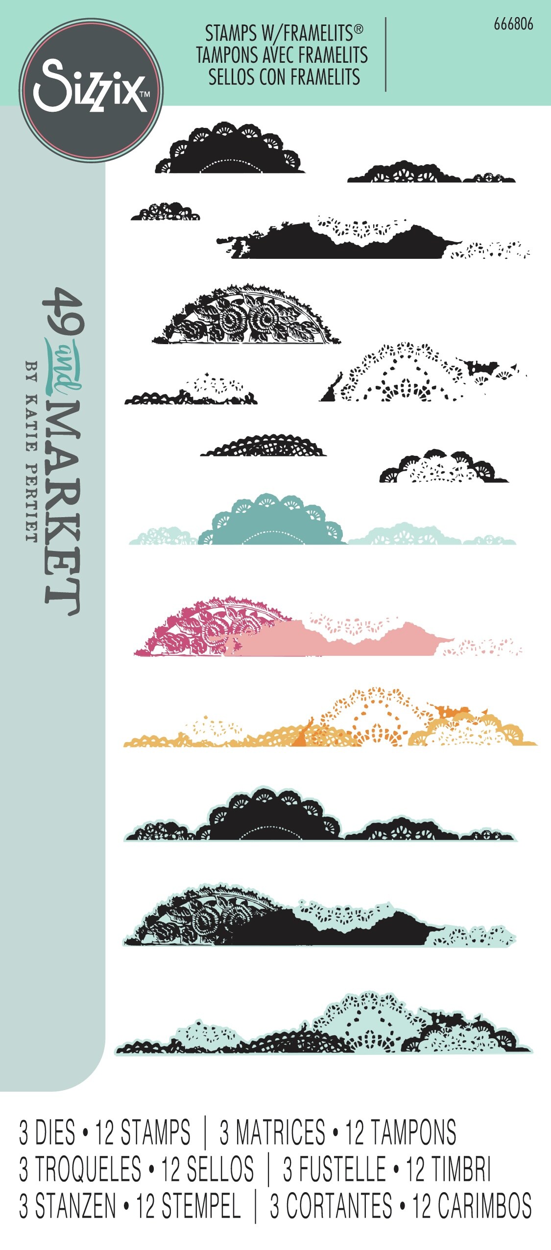 Sizzix Clear Stamps W/Framelits Dies By 49 And Market-Doily Edgers ...