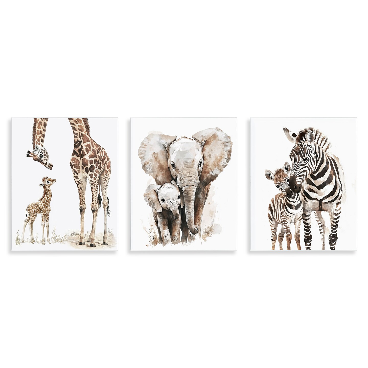 Stupell Industries Jungle Animal Babies with Mothers Wall Plaque ...