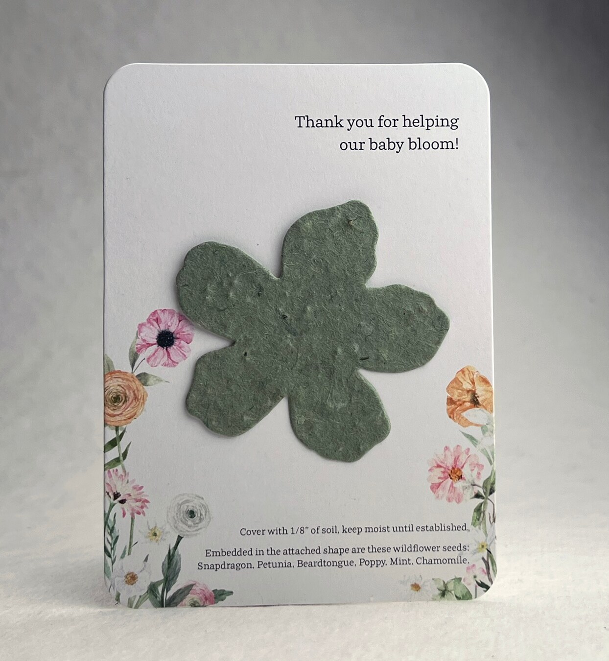 Custom Recycled Cards with Wildflower Seed Paper Flower - TY Baby Bloom ...