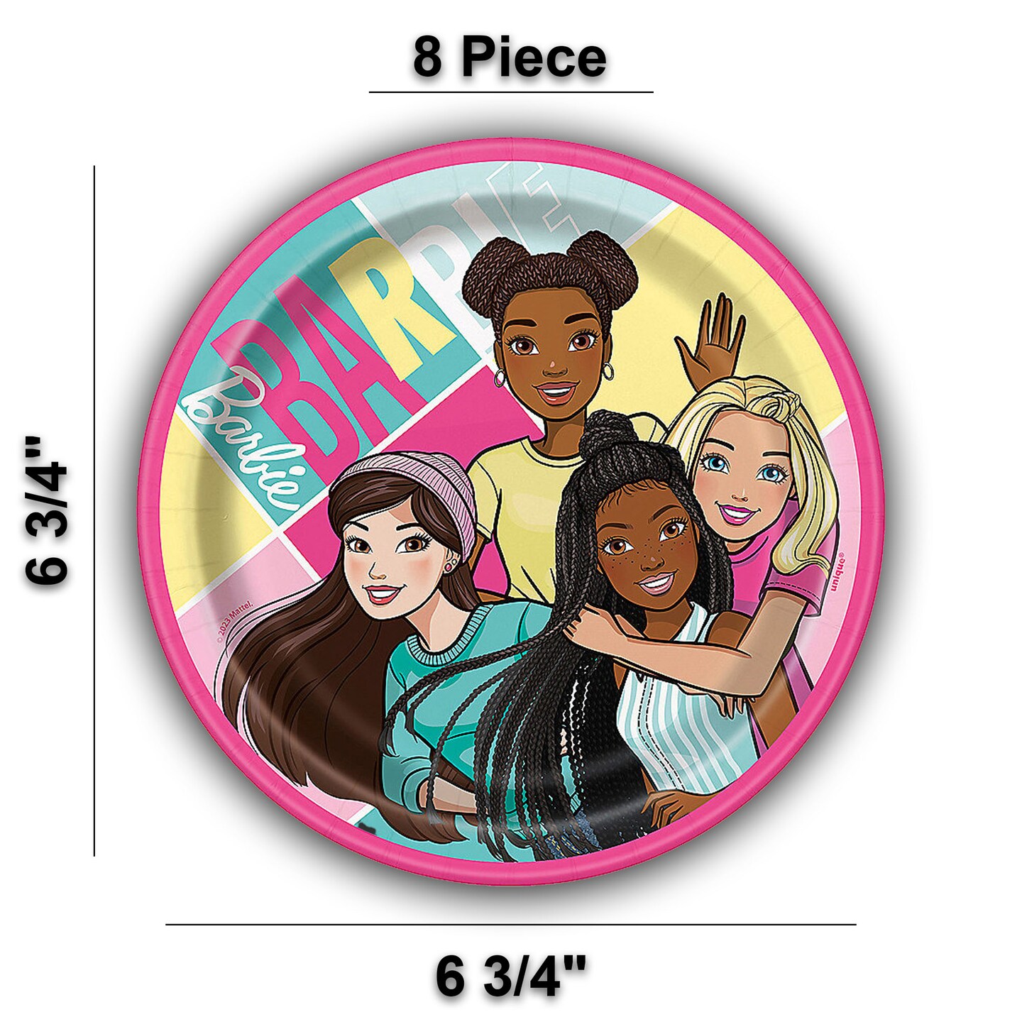 8 Ct. Barbie & Friends Paper Dessert Plates 6.75" Disposable Party ...