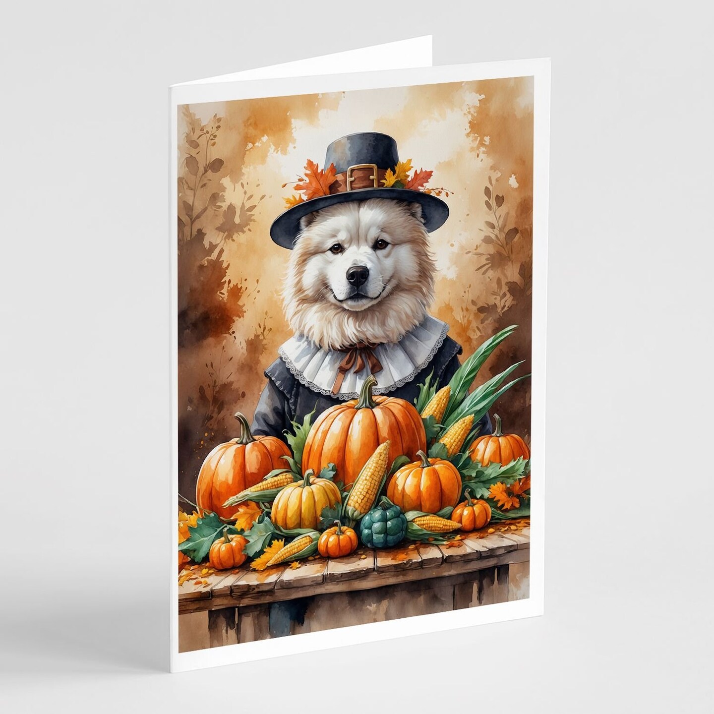 Edge Collections - 5" x 7" - Multicolor - Samoyed Thanksgiving Greeting ...