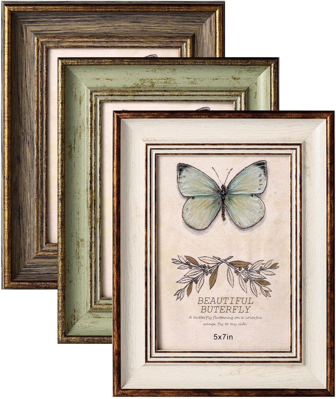 Set of 3 Rustic Retro 5x7 Photo Frame with Real Glass (Mix Color ...