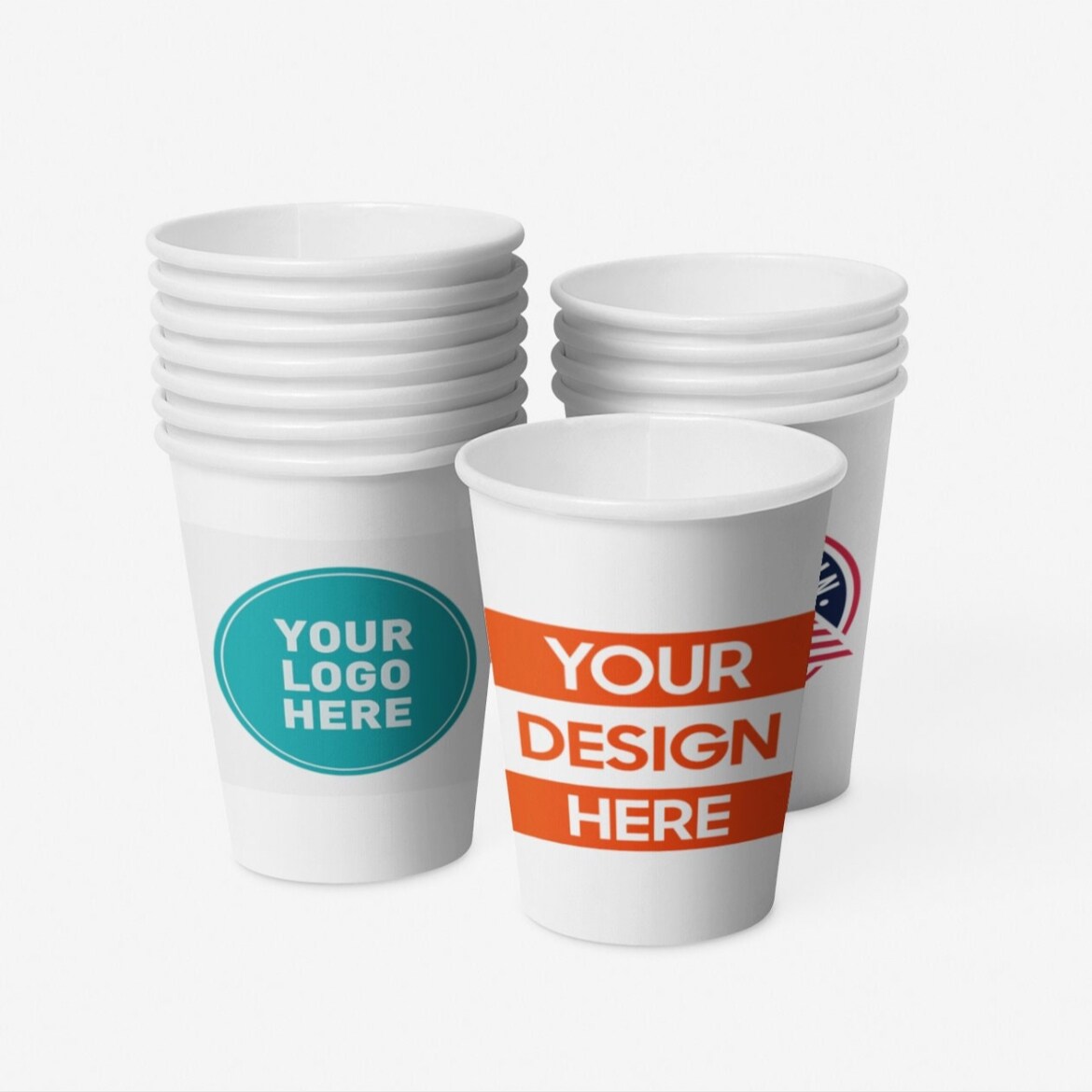 Custom Paper Cups ( Without Lids ) 8, 12, 16 oz Coffee Cups for Shops ...