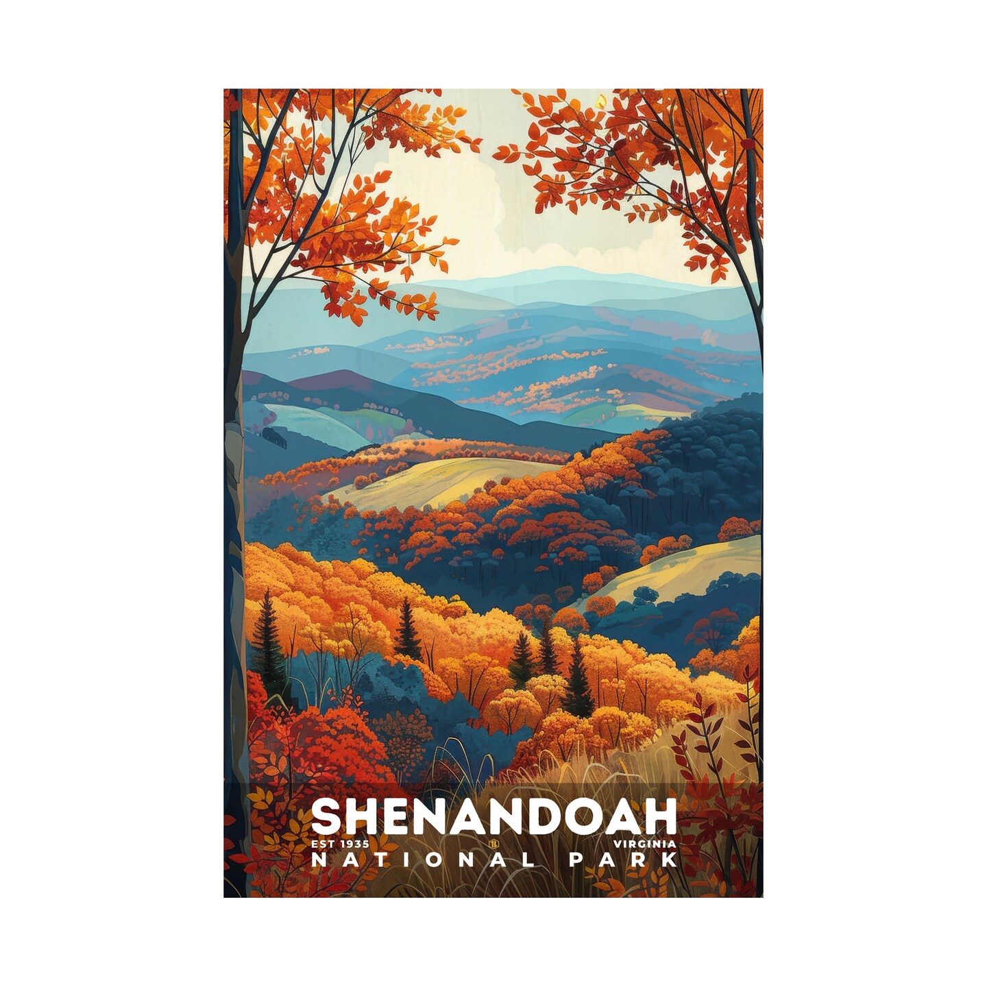 Shenandoah National Park Poster, Travel Art, Office Poster, Home Decor ...
