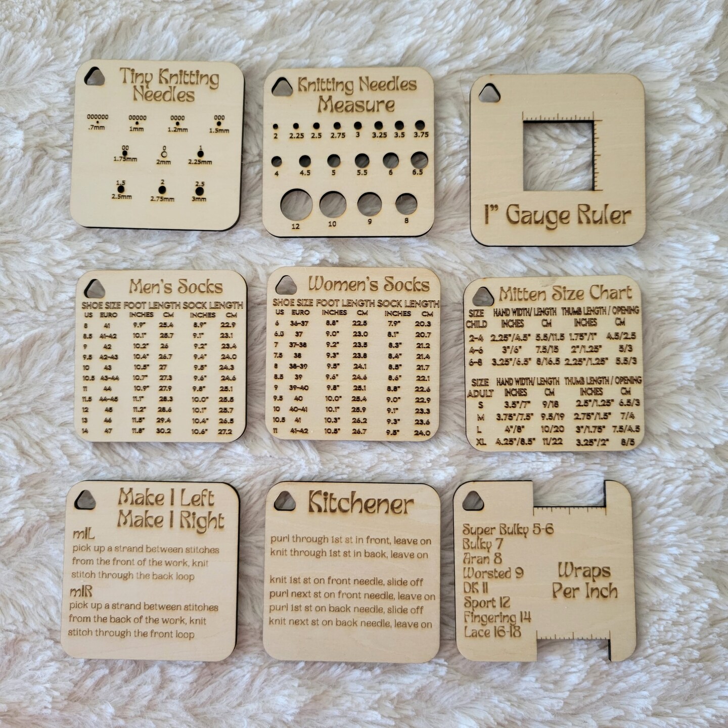 Keychain Knitting Tools for measuring gauge, measuring knitting needles ...