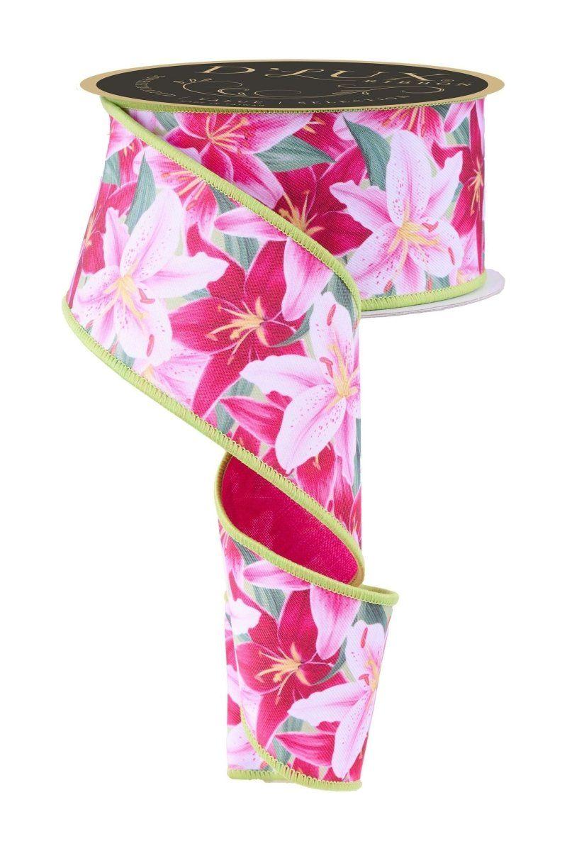 2.5" Lilies Fused Back Ribbon: Pink (10 Yards) | Michaels