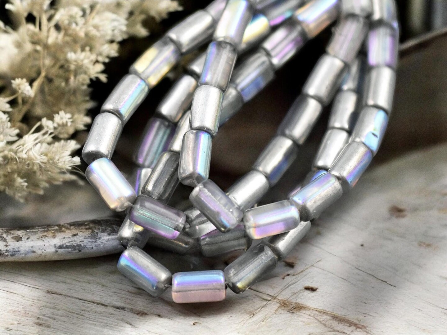 *16* 9x5mm Silver Washed Crystal AB Tube Beads | Michaels