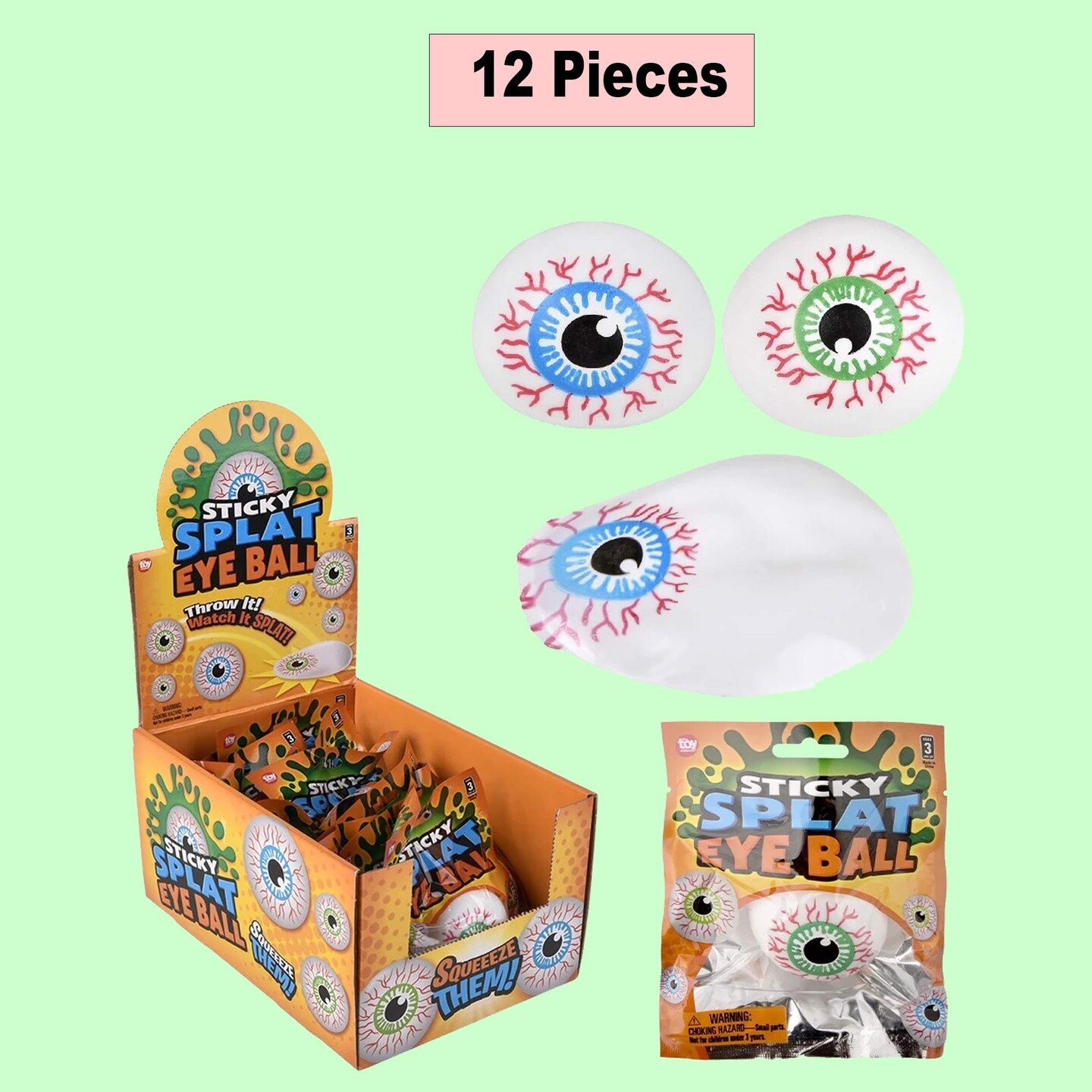 2.5 inch wide sticky splat eyeball toy in assorted colors ideal for ...