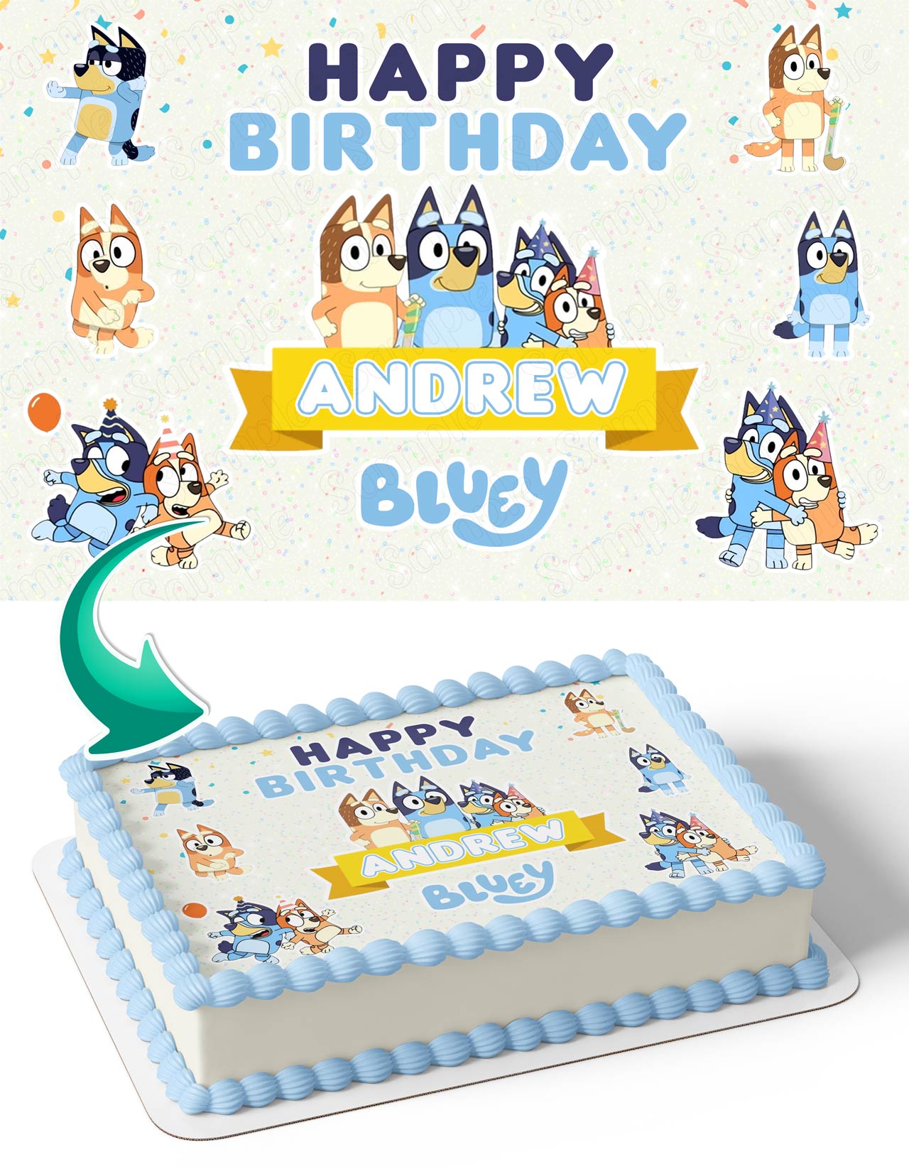 Bluey Bingo Edible Cake Image Topper Birthday Cake Sheet | MakerPlace ...