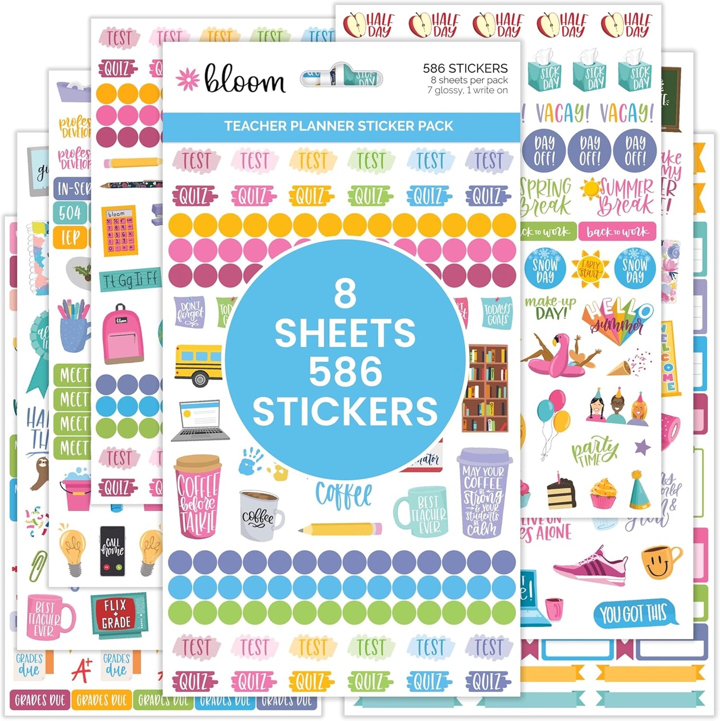 Teacher Planner Sticker Pack - 8 Sheets/586 Stickers (Bright) | Michaels