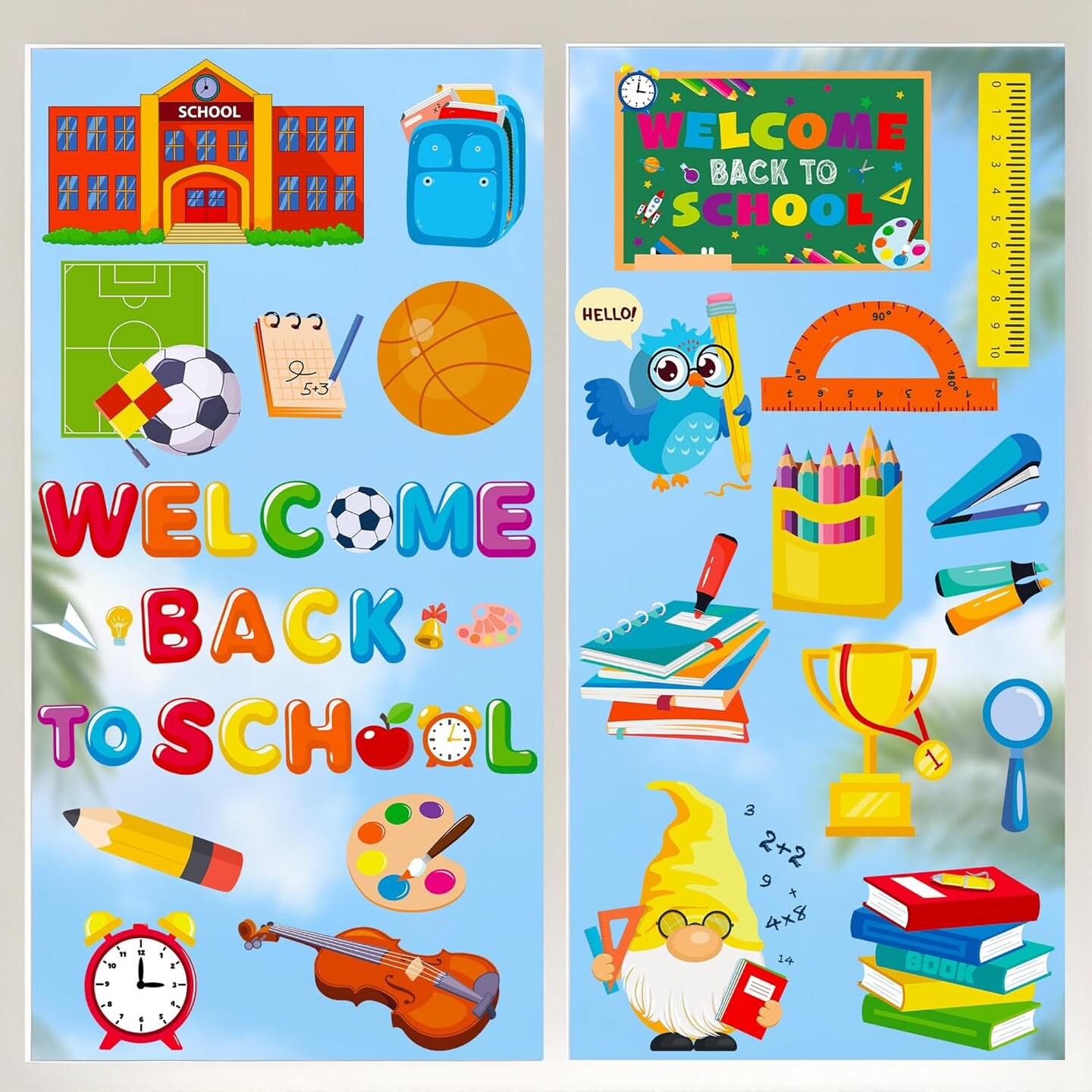 9 Sheets Welcome Back to School Window Clings (4th Ofjuly) 1 x 1 x 1 ...