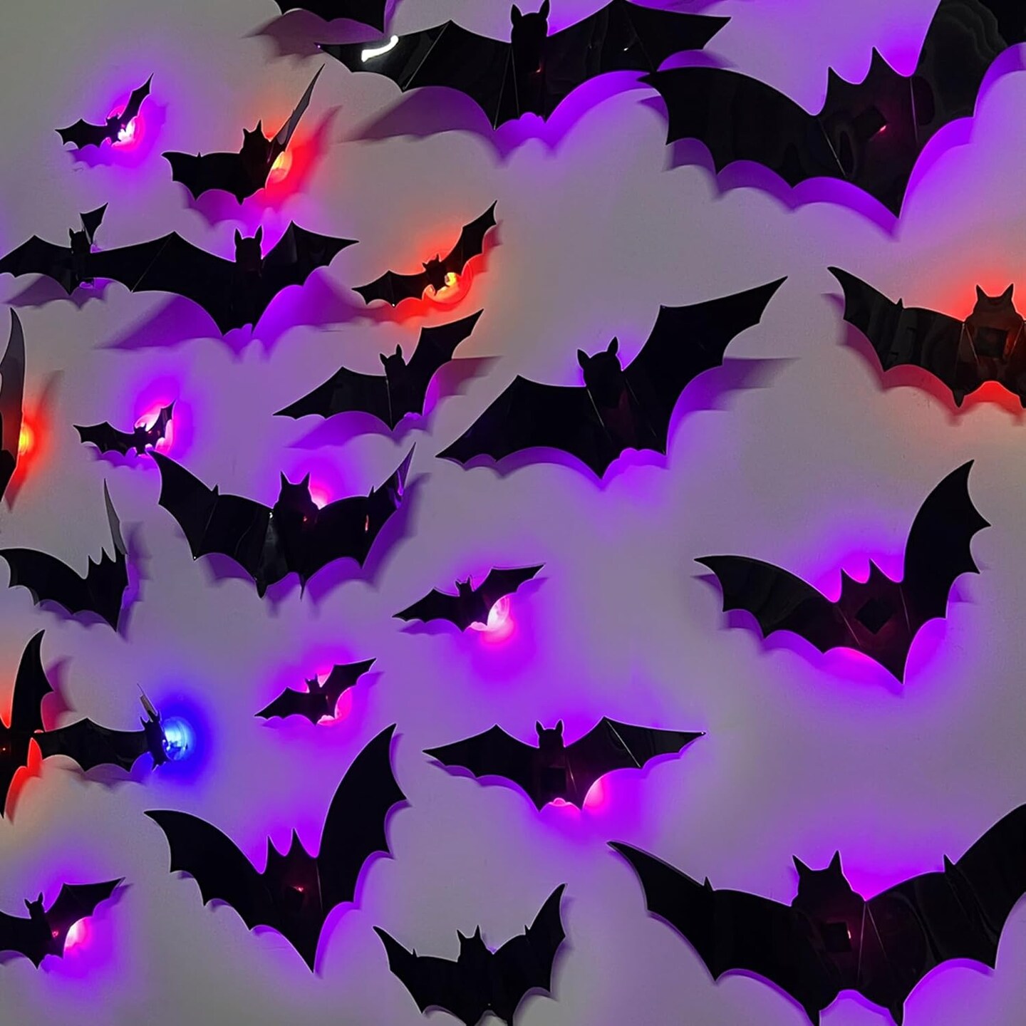 36 Pack Halloween Bats Wall Decor – Lighted | Michaels