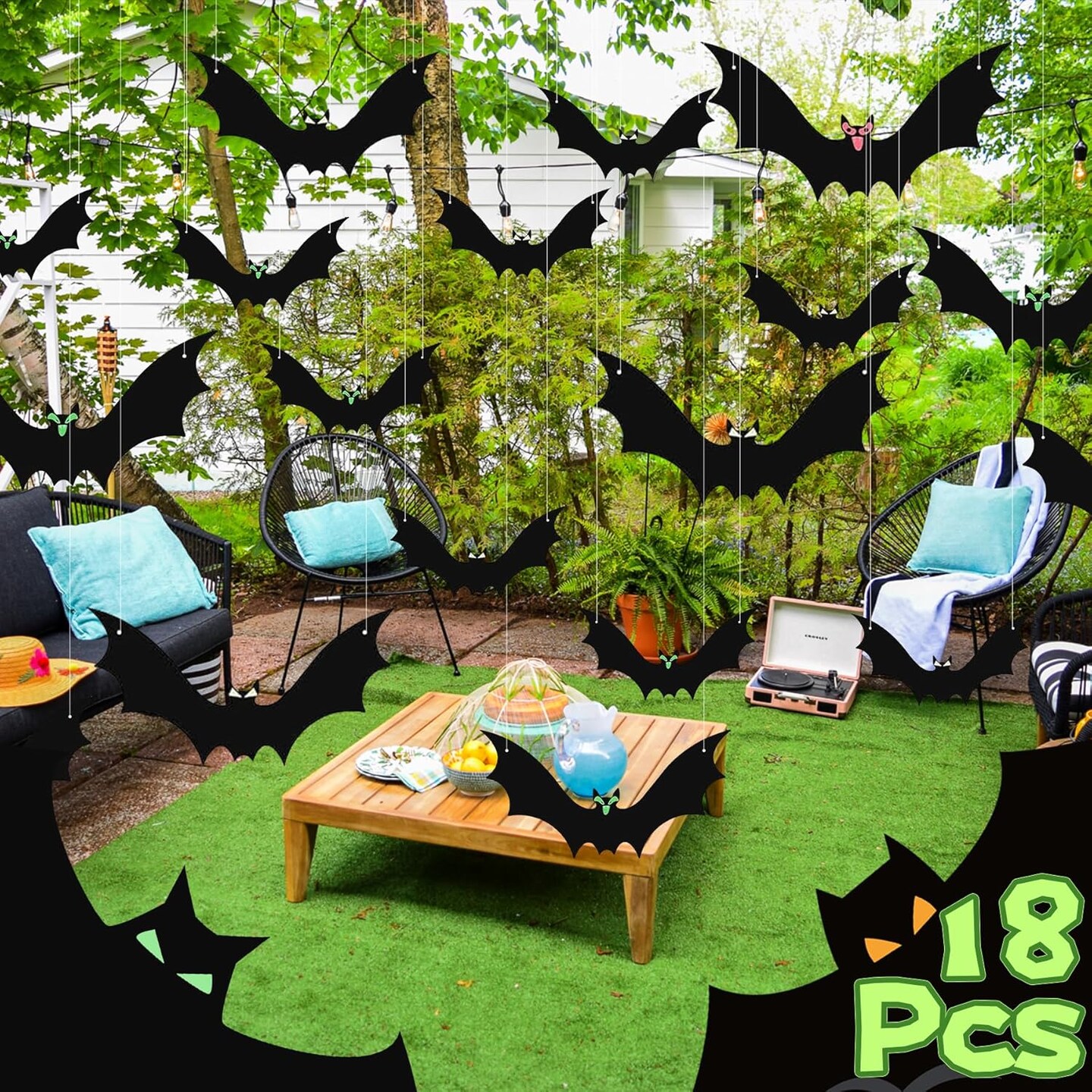 18Pcs Halloween Bats Hanging Decor Large | Michaels
