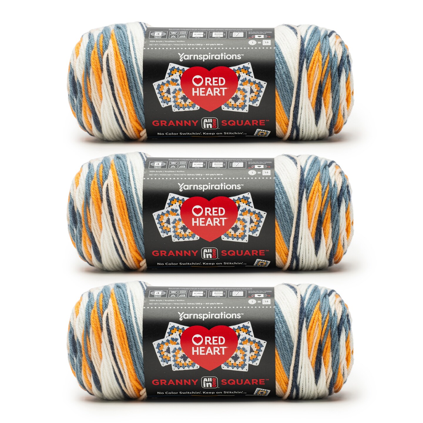 Red Heart All in One Granny Square Yarn 3 Pack-Peachy Keen | Michaels