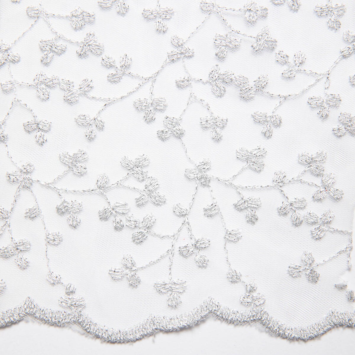 1 Yard Exquisite Mesh Lace Fabric with Metallic Embroidered Floral ...