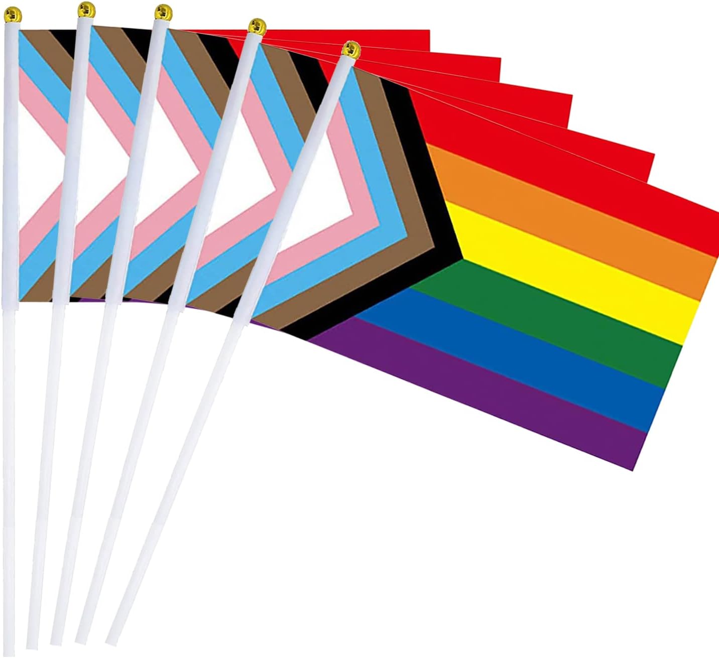 100 Pieces Progress Pride Rainbow Stick Flag, 8.2 x 5.5 inch Small ...