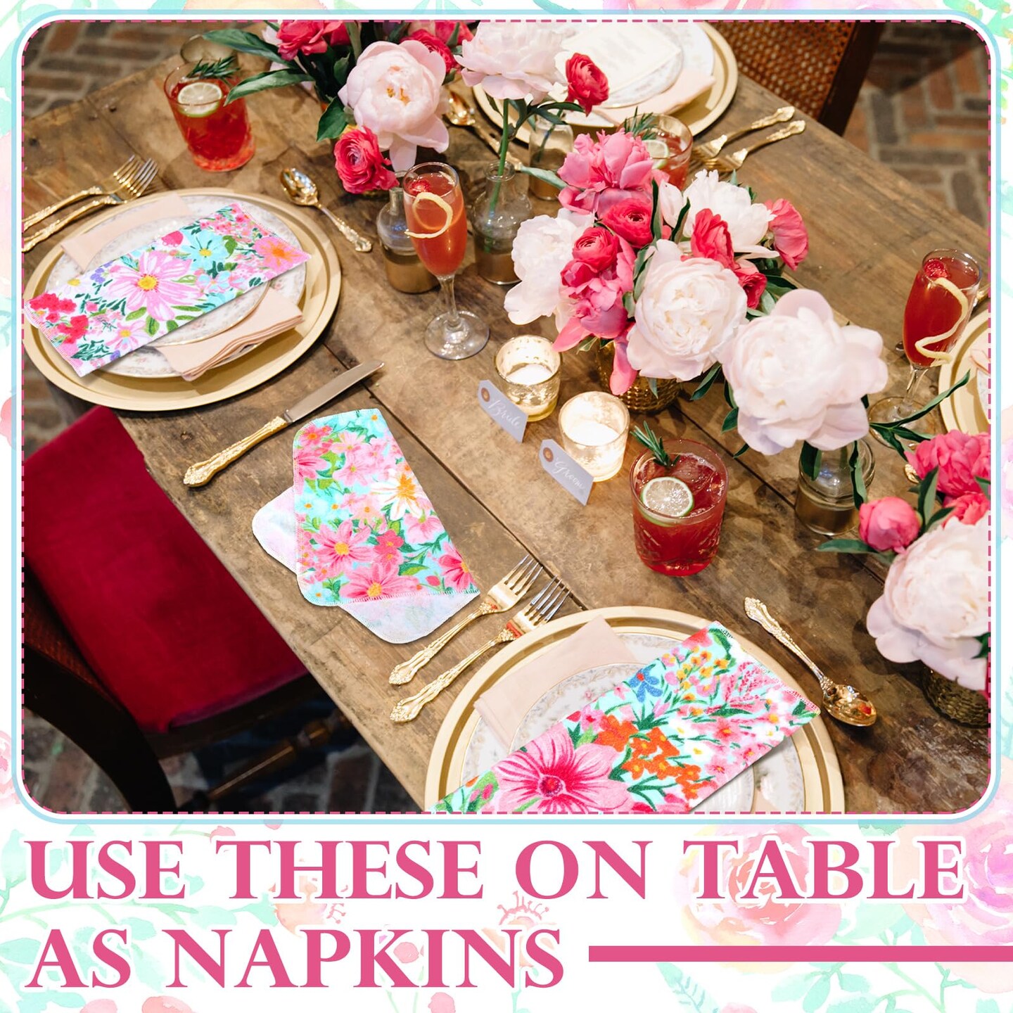 36 Pack Bright Flowers Reusable Cleaning Cloths Washable Cotton Kitchen ...