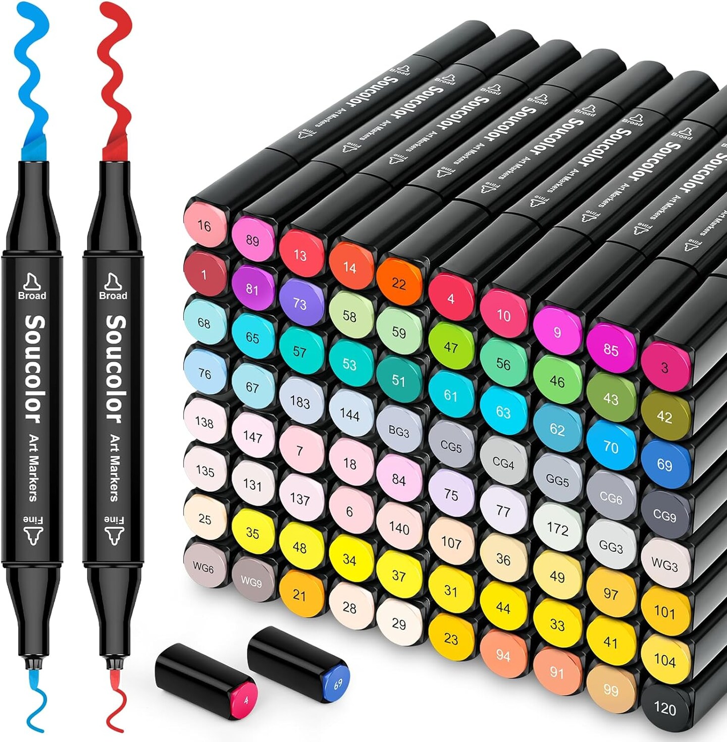 Alcohol Markers 80 Colours, Professional Permanent Art Markers, Dual ...