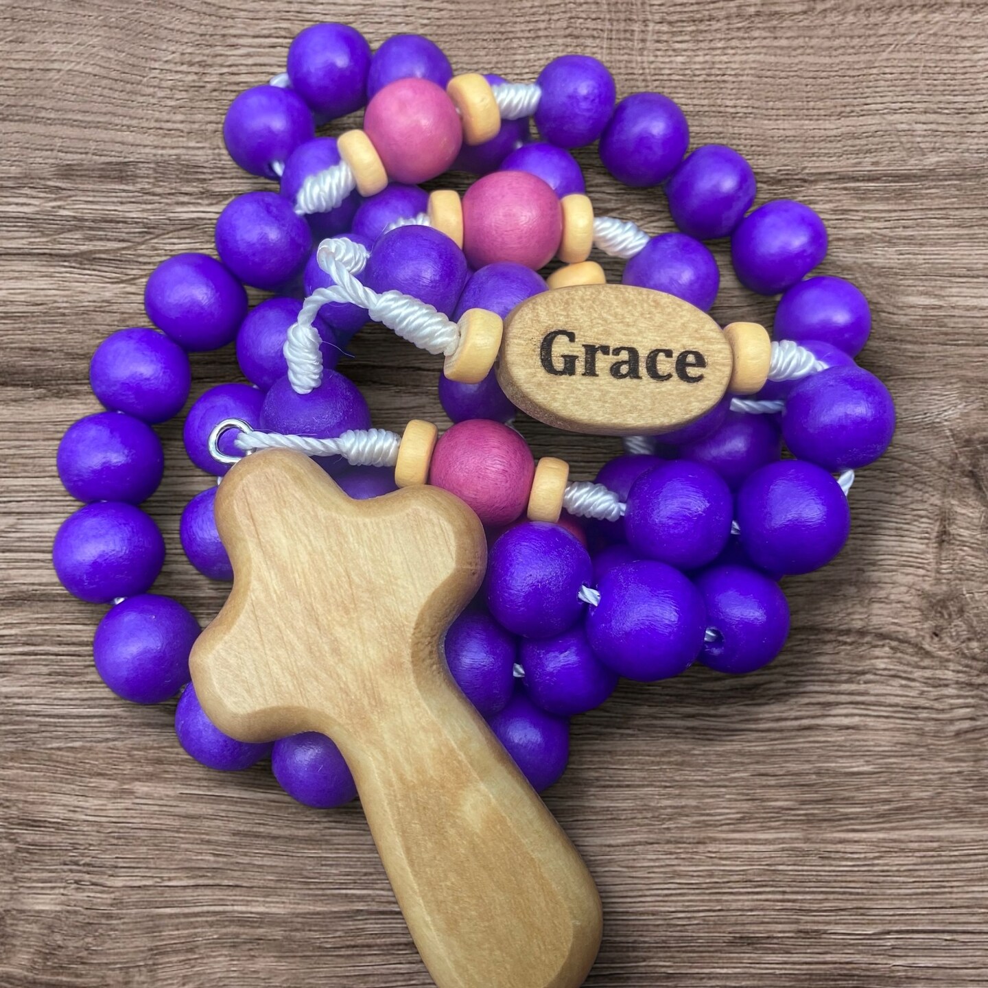 Custom Purple Girl's Rosary with Name, Personalized Bright Purple ...