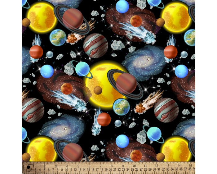 Solar System Outer Space Cotton Fabric | By the Yard | Sewing and ...
