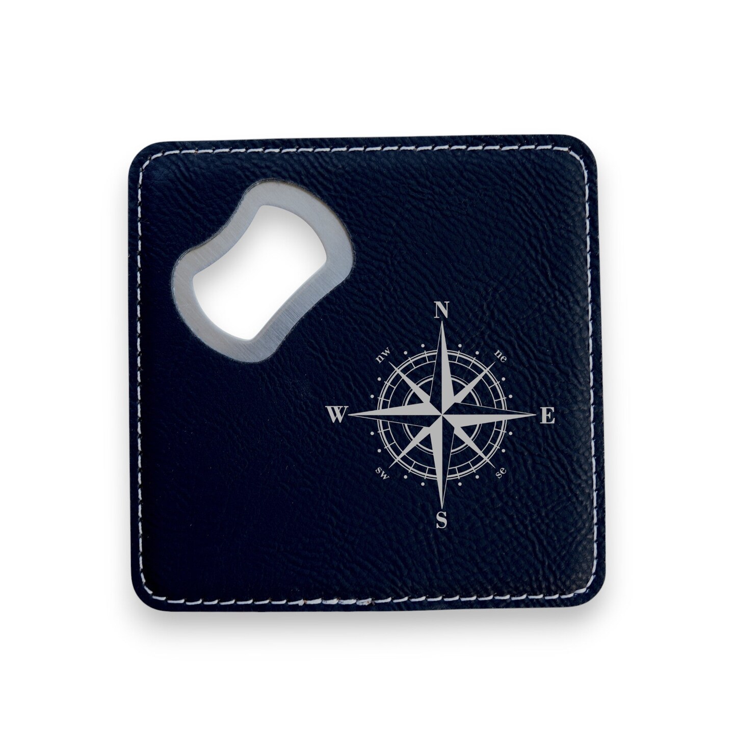 Coaster W/ BOTTLE OPENER - Compass Rose - SET OF 2 LEATHER | Michaels