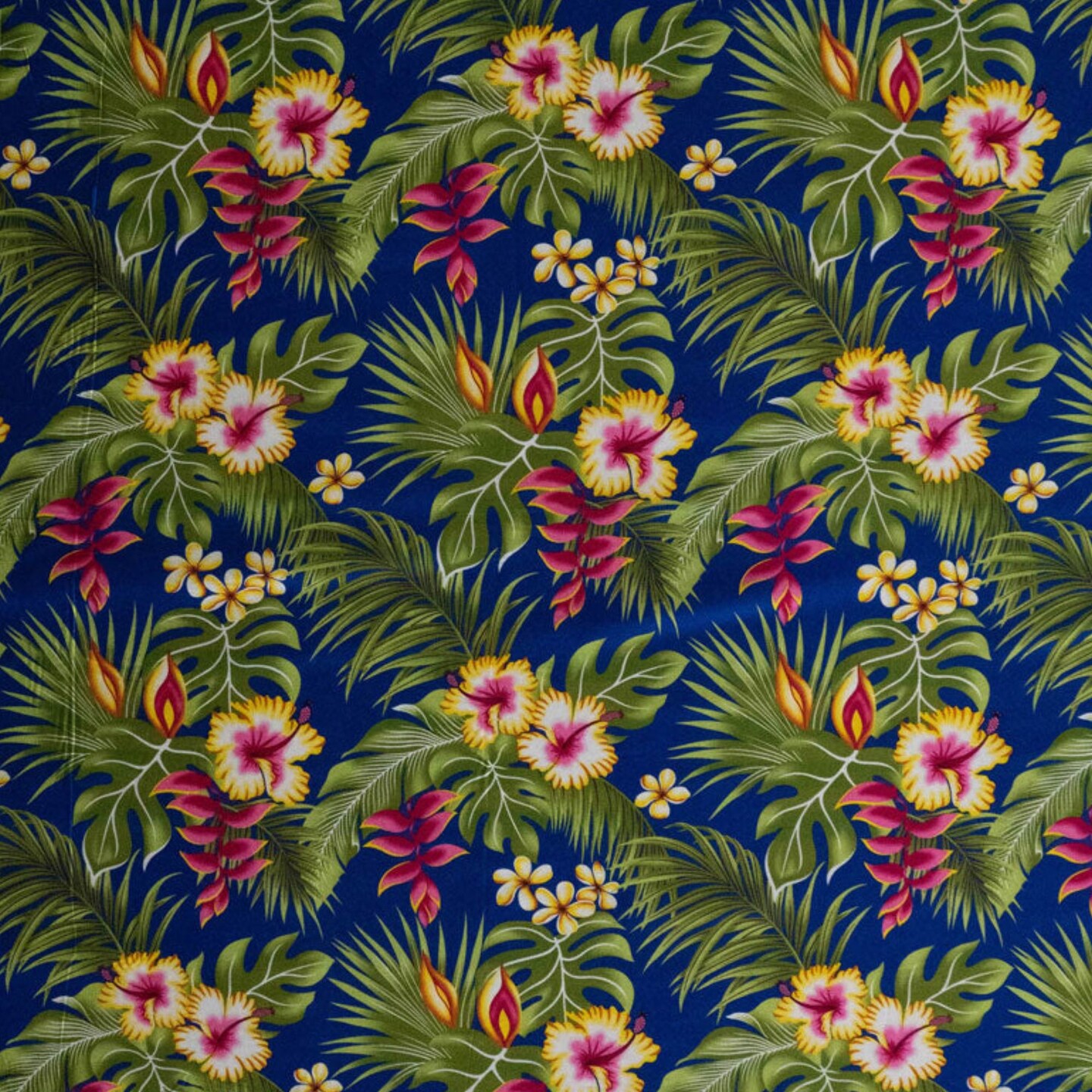 1 Yard Hibiscus Plumeria Split Banana Palm Leaves Rayon Poplin Fabric 44/45" Wide | Michaels