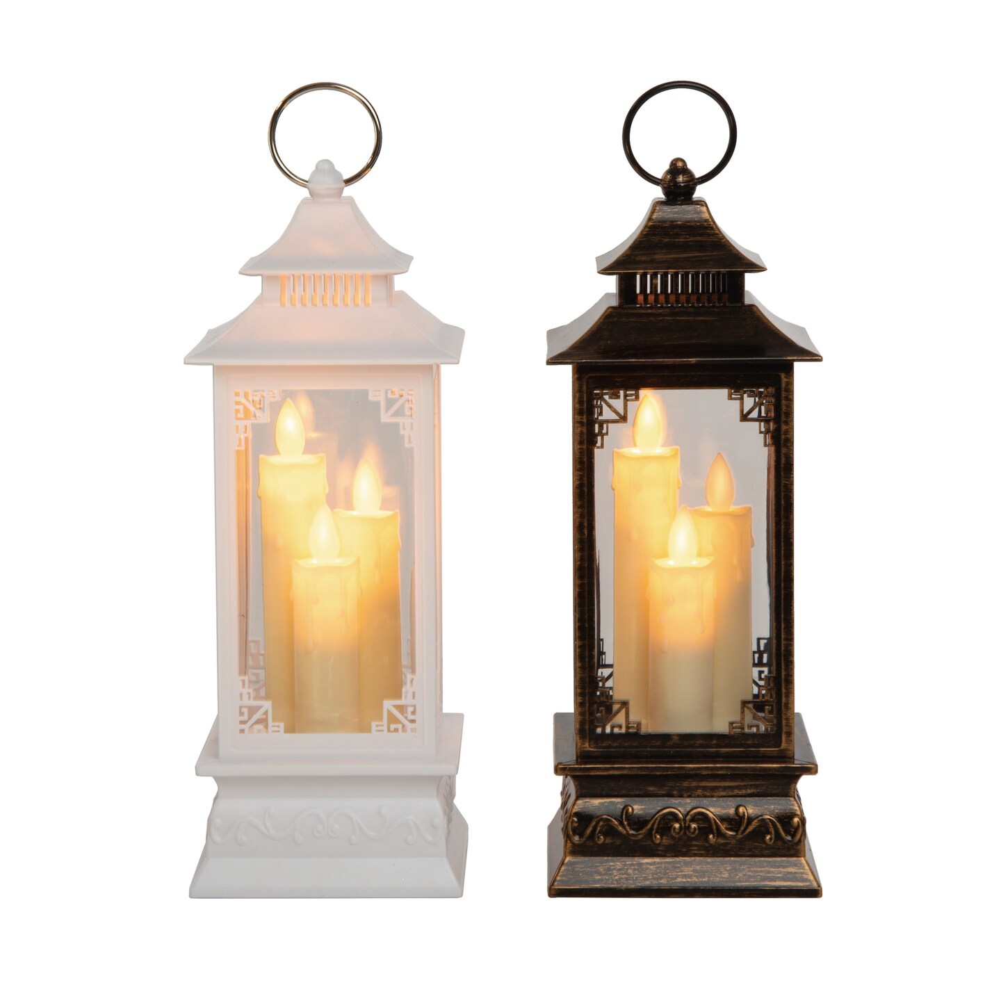 Transpac Multicolor Plastic Light Up Candle Lantern Set of 2, 11.5in ...