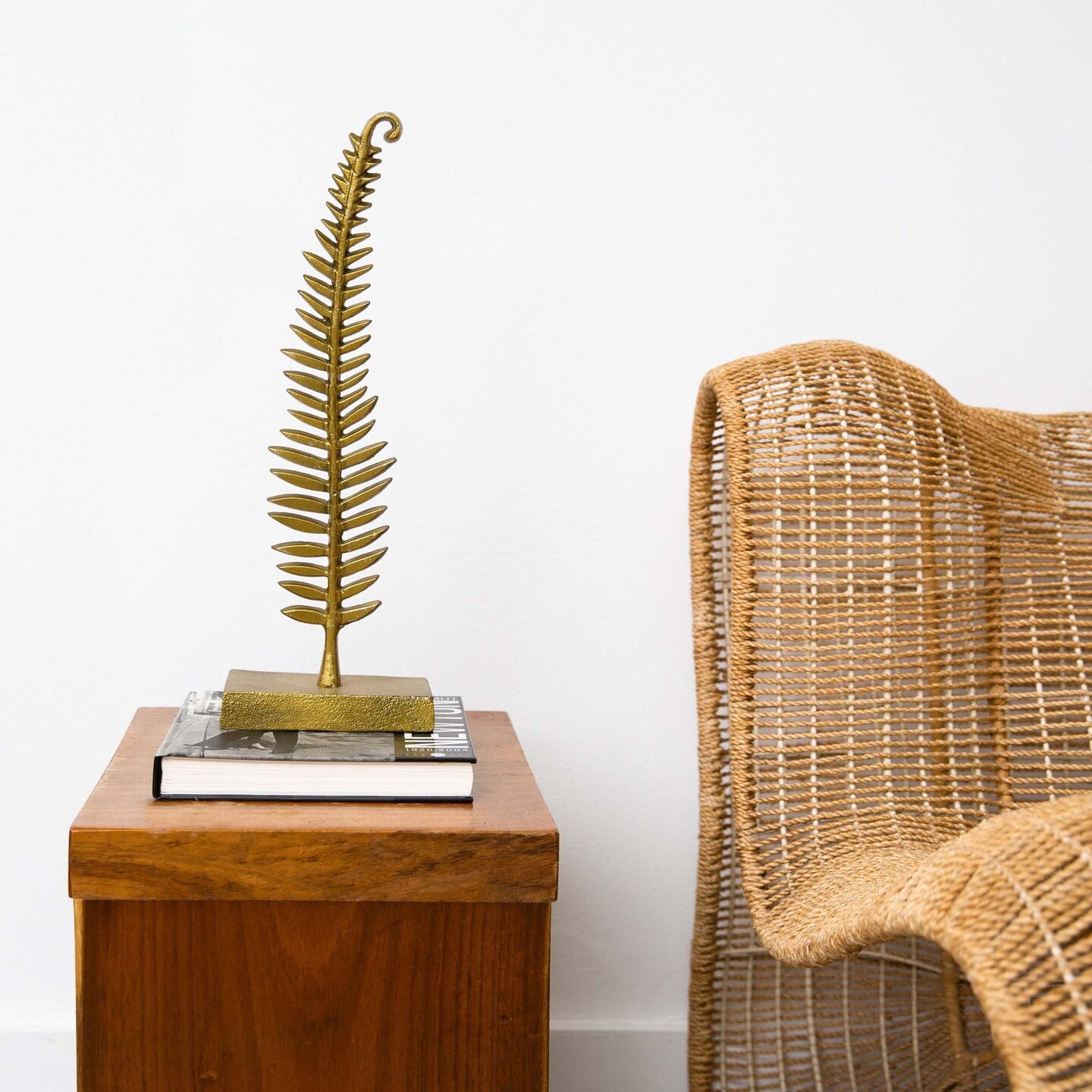 Nearly Natural Standing Leaf Sculpture with Stand - 17" - Gold Fnish ...